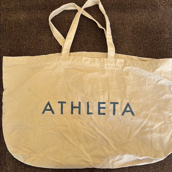 Athleta | Bags | Athleta Tan Canvas Tote Bag With Flexible Design ...
